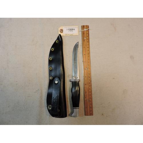 VINTAGE CASE XX USA 300 APACHE FIXED BLADE KNIFE WITH LEATHER SHEATH