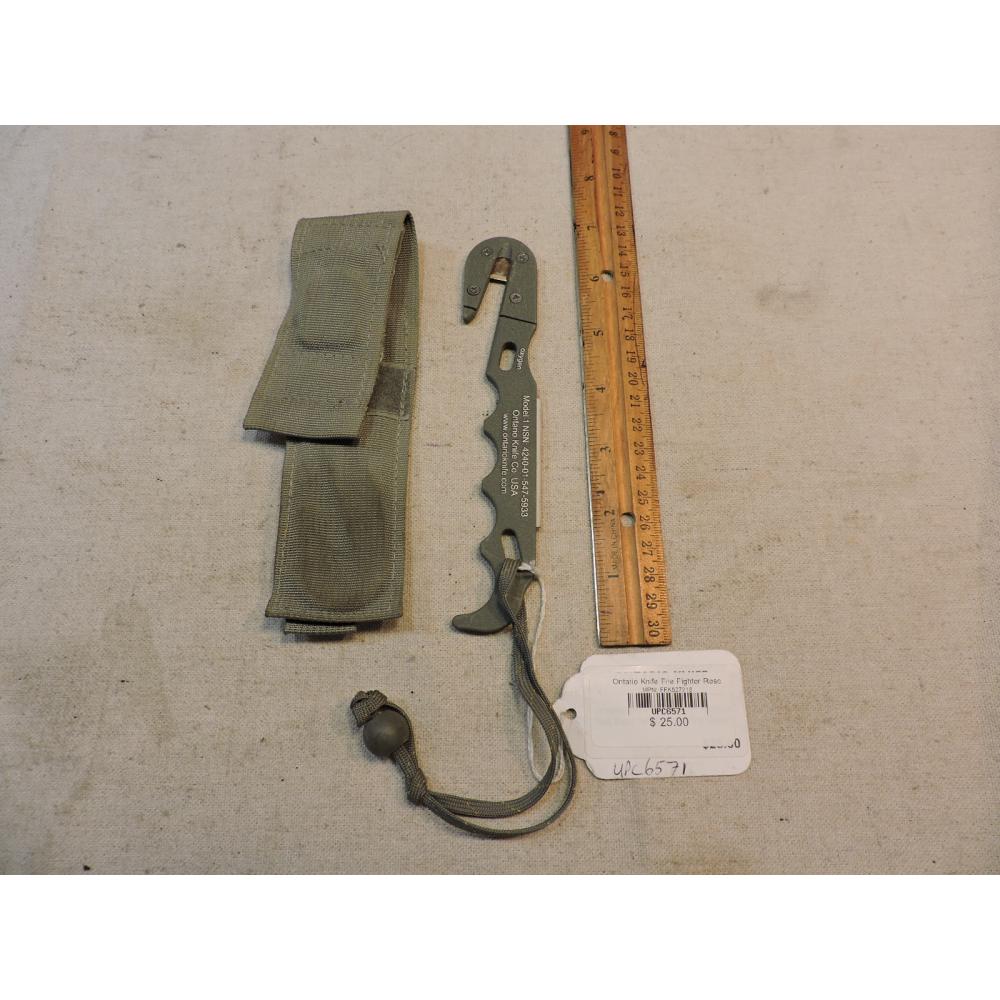 Ontario Knife Fire Fighter Rescue Tool Seat Belt Cutter Army Gree