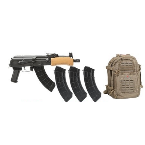 CENTURY ARMS MINI DRACO 7.62X39 TAN AWS BACKPACK w/ 4 MAGAZINES