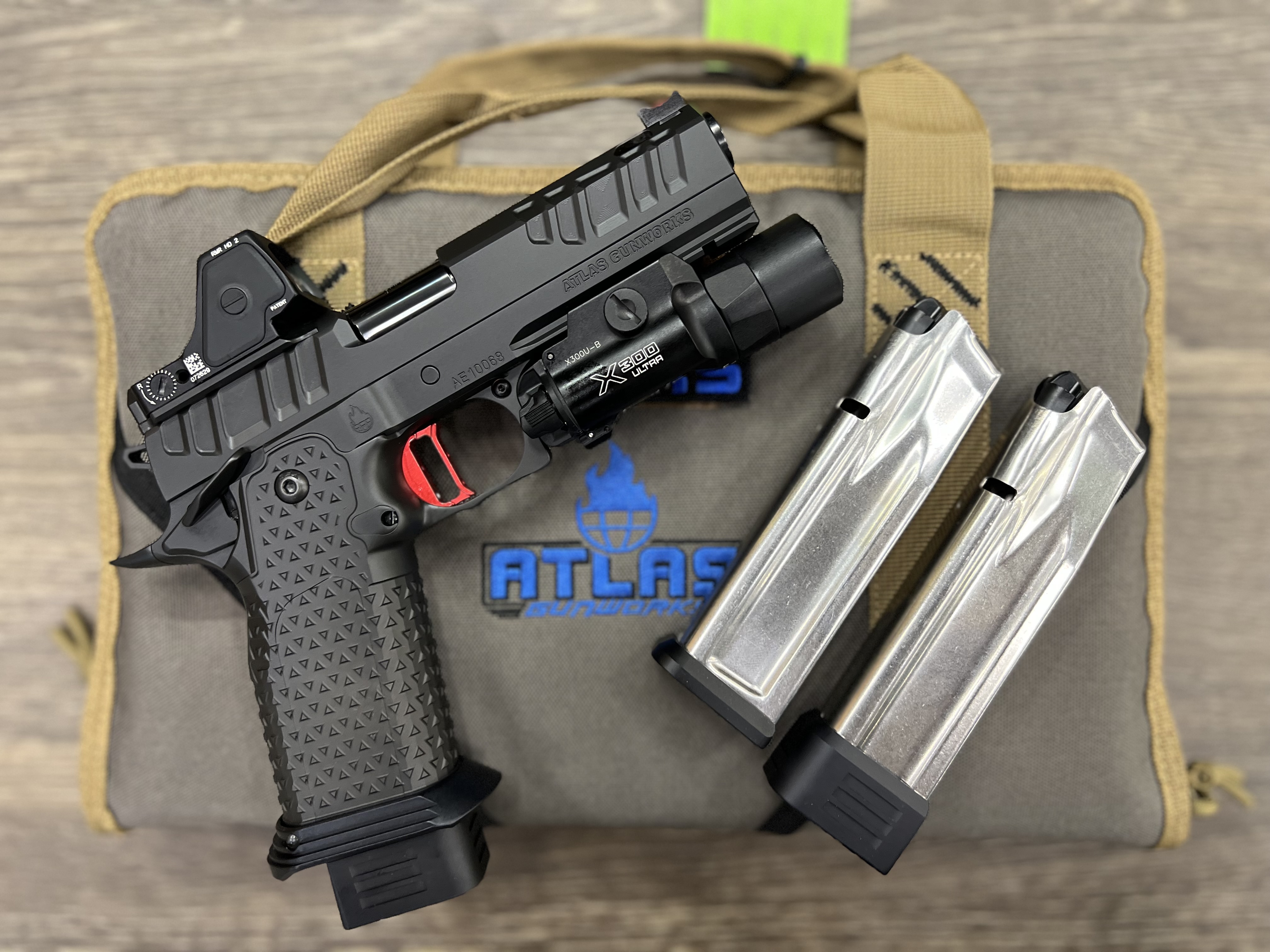 ATLAS APOLLO V2 HC1911 BLACK DLC MEDIUM FLAT RED TRIGGER PORTED 4.6 ...