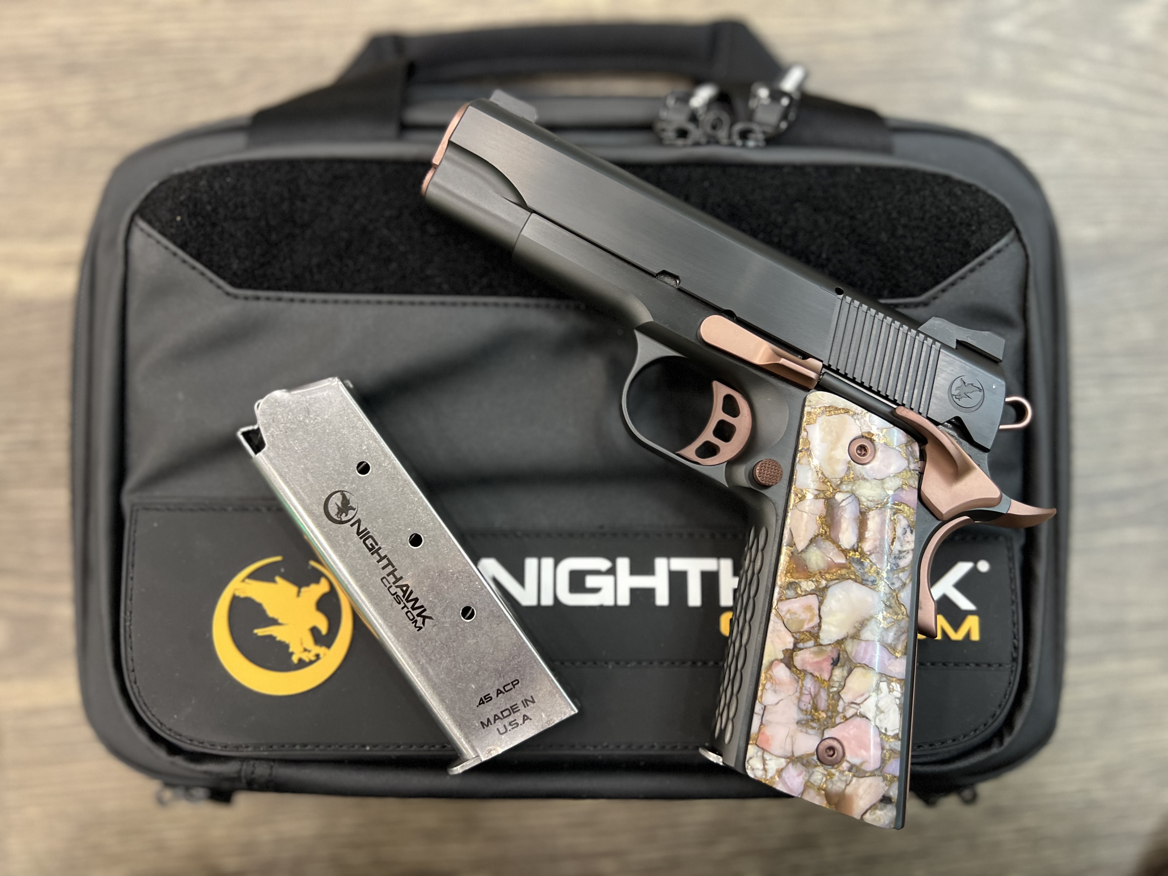 NIGHTHAWK 1911 LADY HAWK 2.0 IOS COMM BLACK DLC ROSE GOLD 4.25" BBL ...