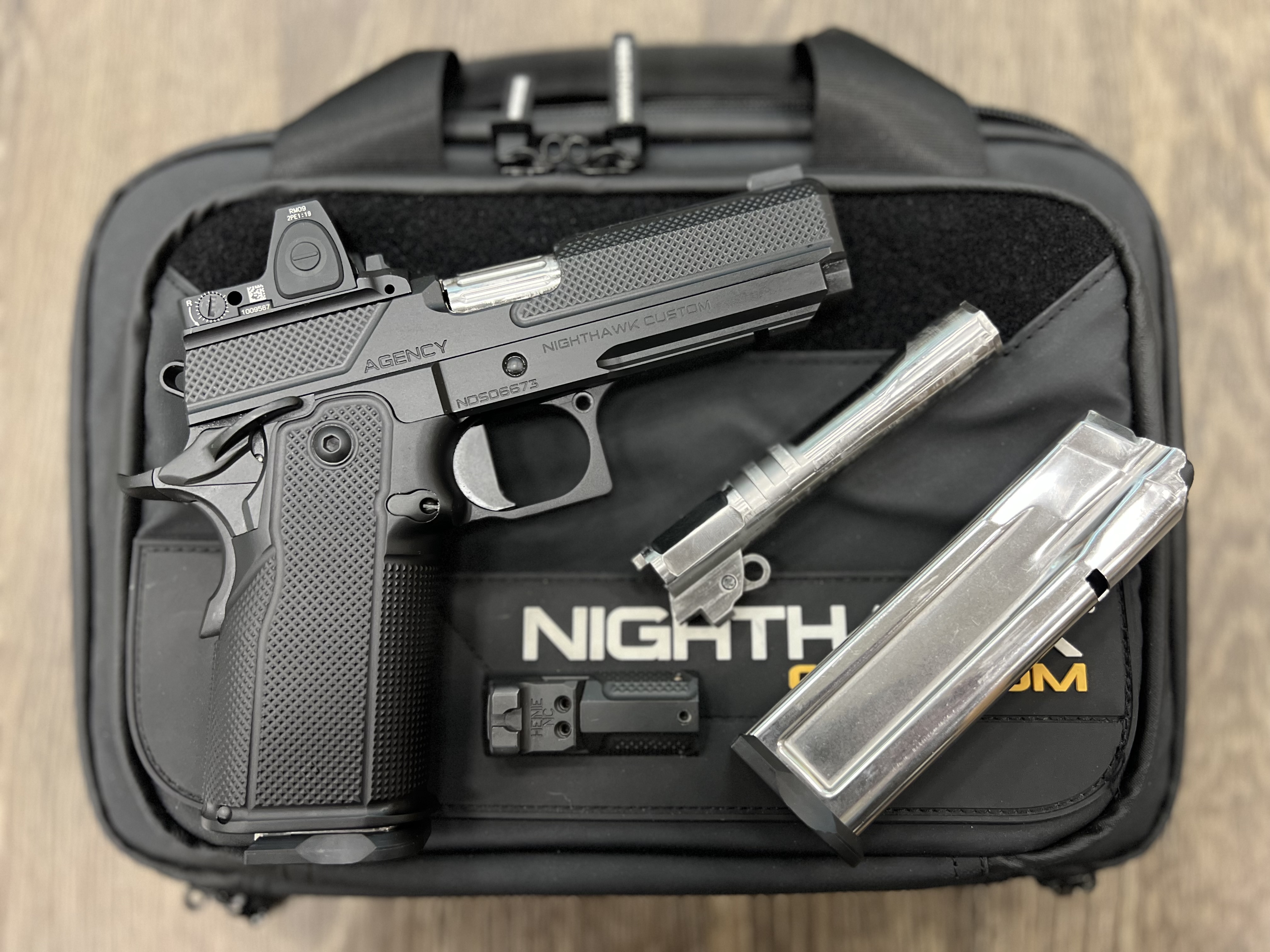 NIGHTHAWK 1911 DOUBLE AGENT IOS (DOUBLE STACK) BLACK DLC 4.25" BBL 9MM ...