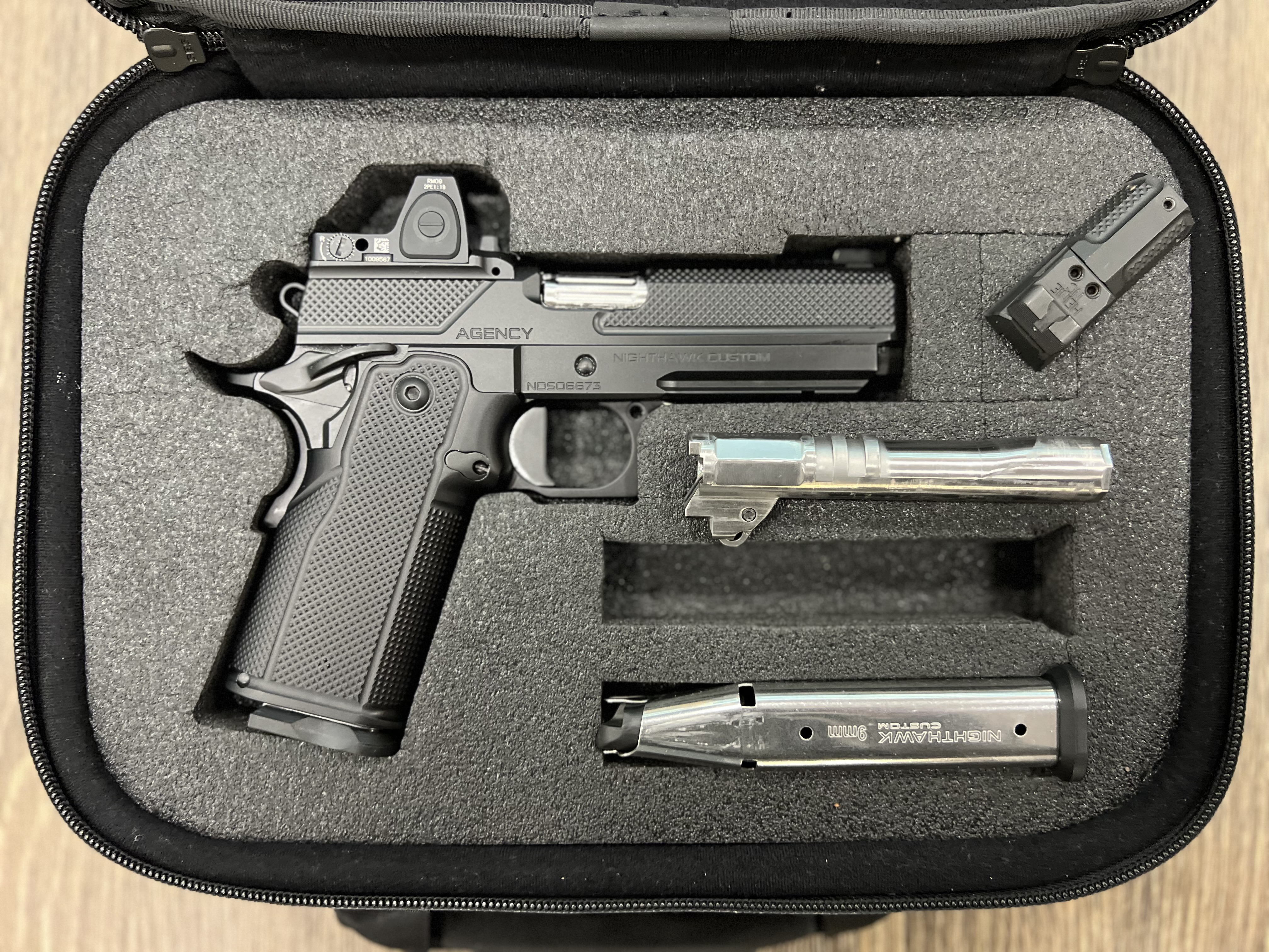 NIGHTHAWK 1911 DOUBLE AGENT IOS (DOUBLE STACK) BLACK DLC 4.25" BBL 9MM ...