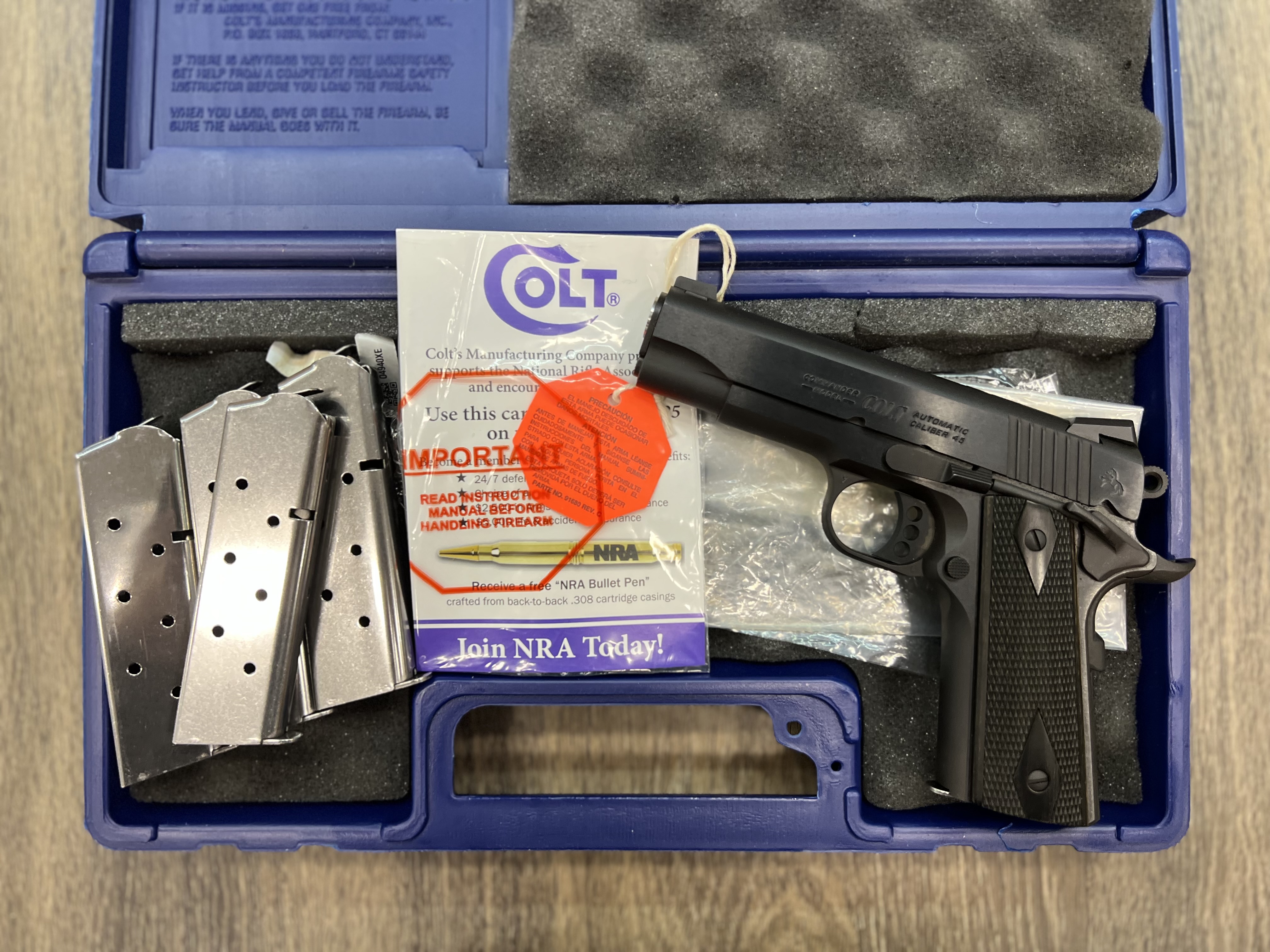 COLT 1911 COMBAT COMMANDER BLUED FINISH NOVAK 3-DOT SIGHT 4.25" BBL ...